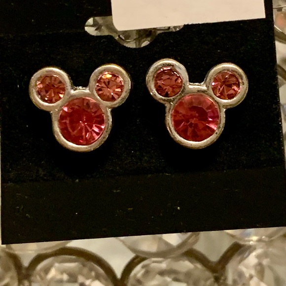 Jewelry | Disneys Mikey Mouse Pink Rhinestone Earrings | Poshmark